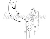 Moon and Stars Ink Pen Fine Art Print - Etsy