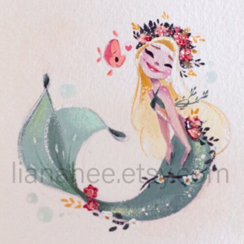 Art & Collectibles Prints Digital Prints Emerald Mermaid fine art print ...