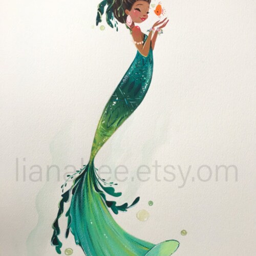 Emerald Mermaid Fine Art Print | Etsy