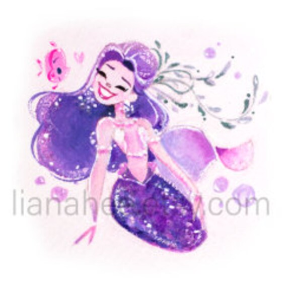 Violet Mermaid Fine Art Mini Print | Etsy