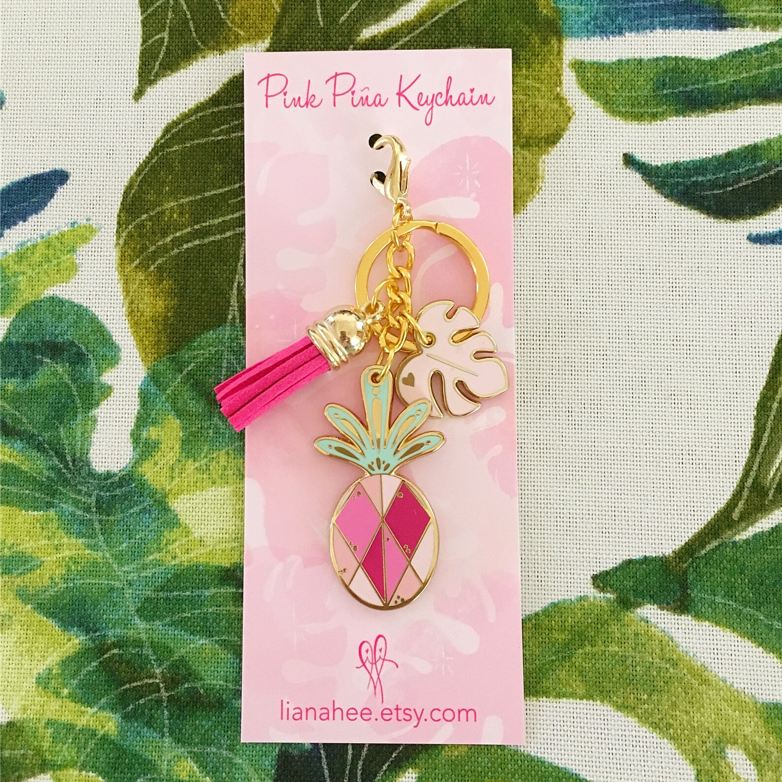 Pink Piña Hard Enamel Keychain | Etsy