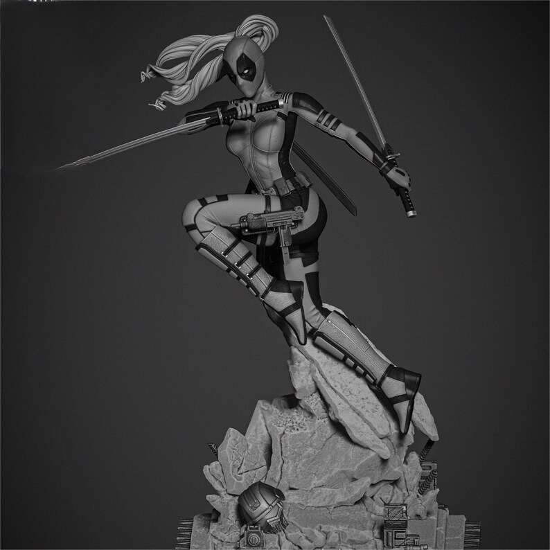 Lady Deadpool STL File for 3D Printing - High Quality 3D Model Figurine ...