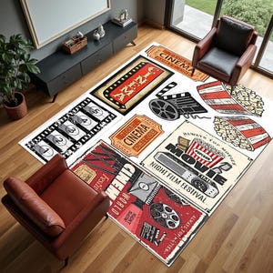 Modern Rug, Cinema Design, Cinema Room Rug, Popcorn Rug, Movie Rug ...
