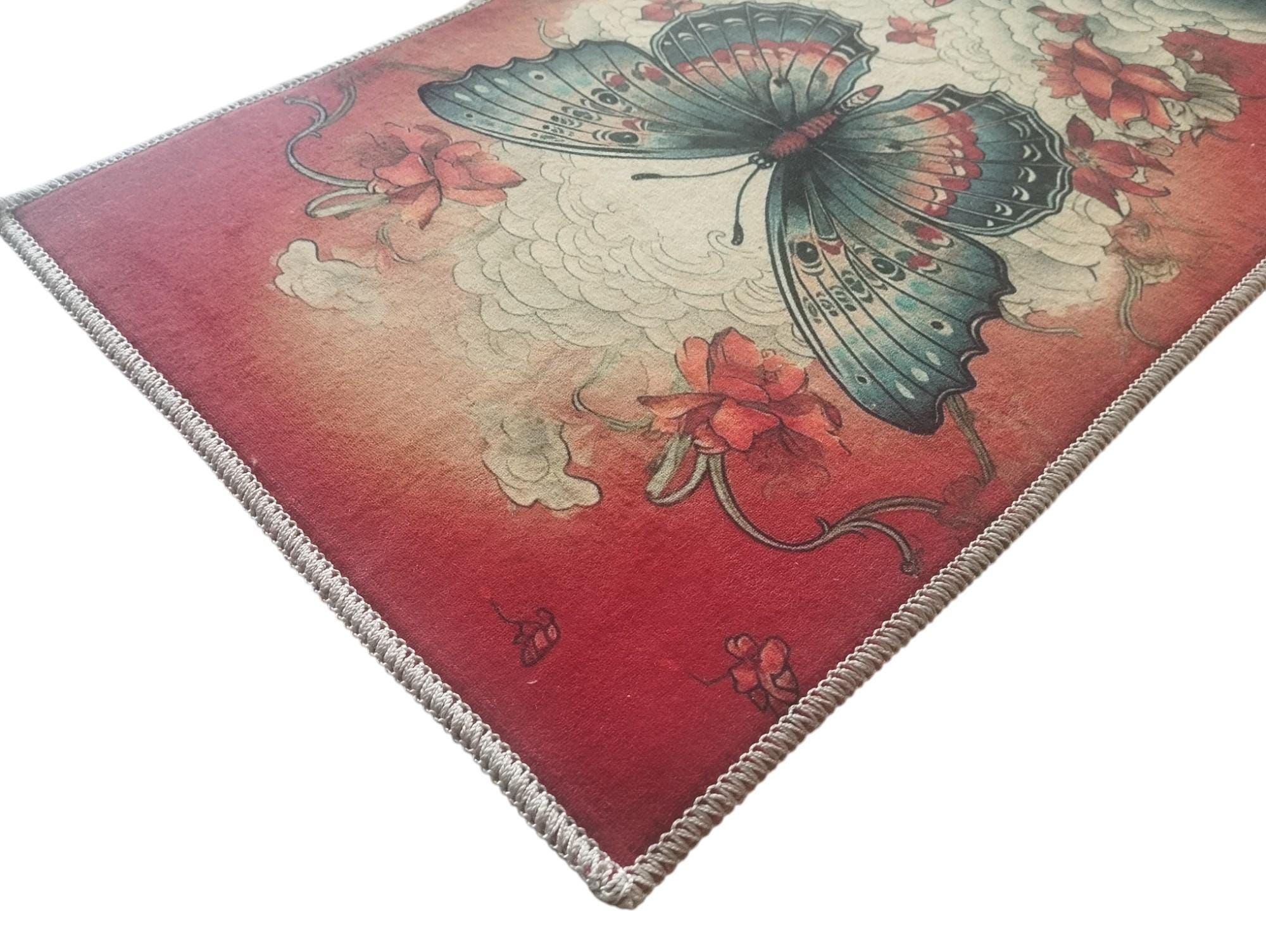 Anime Girl Rug, Japanese Art Rug, Geisha Tapestry Rug, Cherry Blossom ...