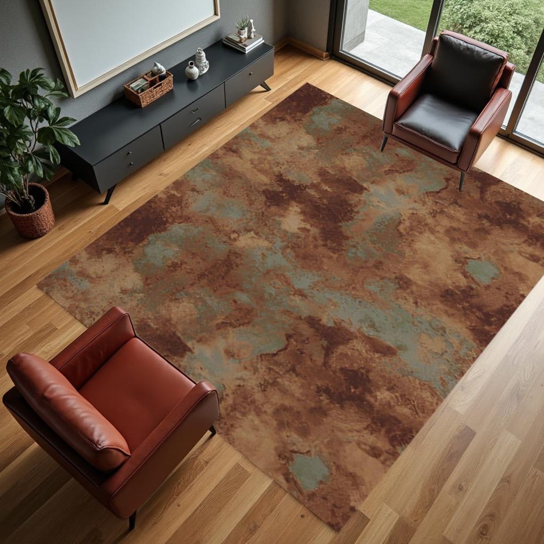 Modern Abstract Rug, Abstract Rug, Modern Rug, Rust Design Rug, Brown ...