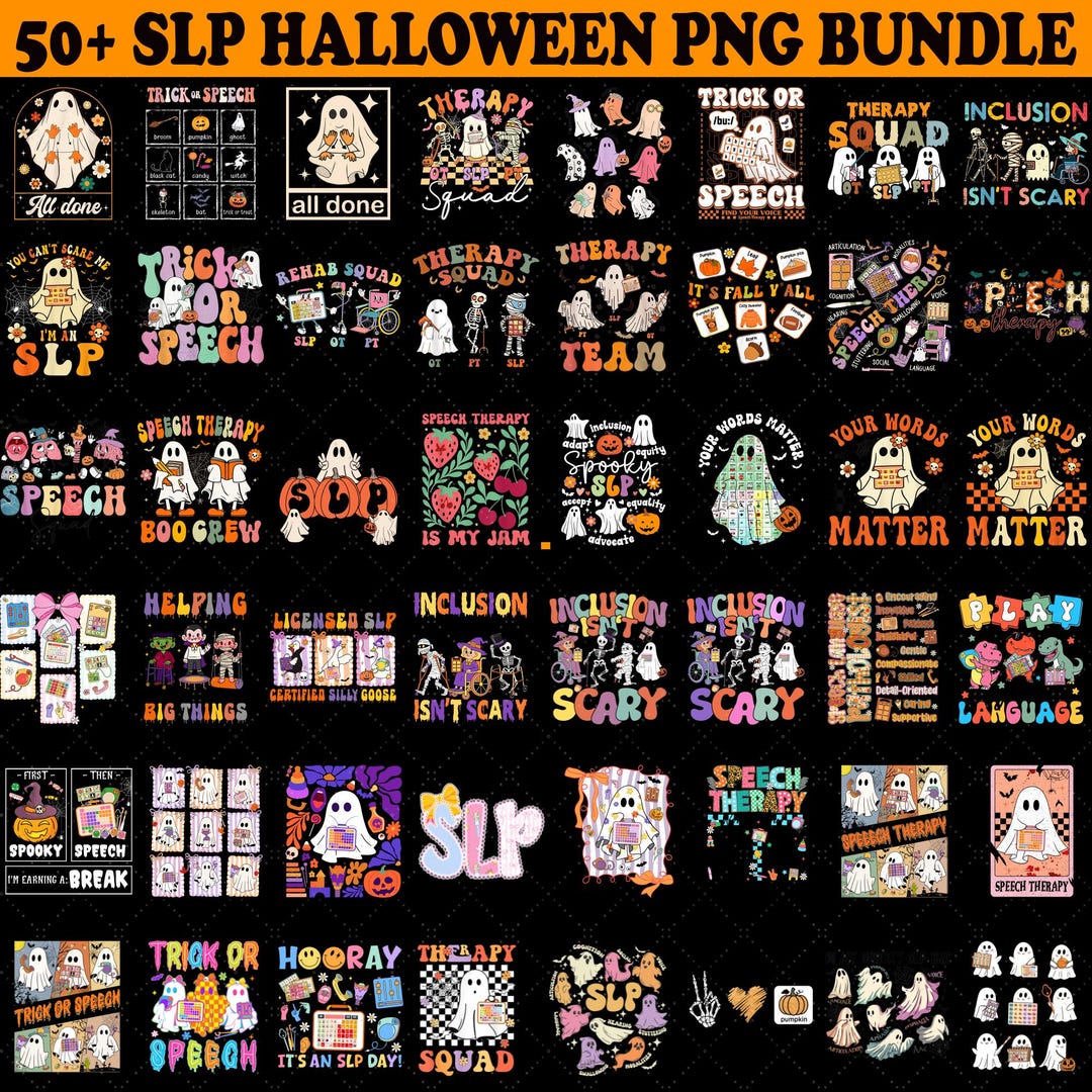 50+ Speech Therapy Halloween Png Bundle, Speech Language Pathologist ...