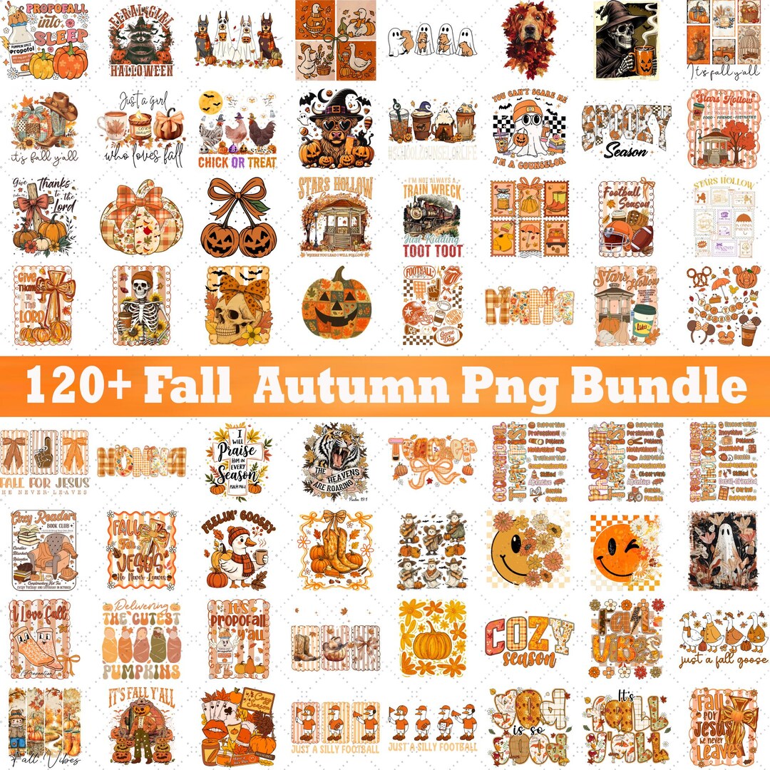 120+ Fall Autumn Png Bundle, Fall Bundle Png, Fall Pumpkin Png ...