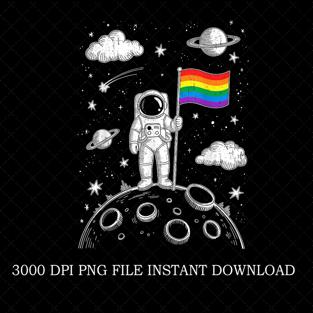 Astronaut Moon Rainbow Flag LGBT Png, Space LGBTQ Gay Pride Ally Png ...