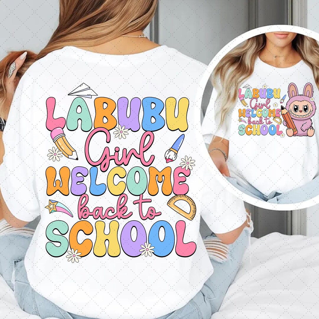 Labubu Girls Welcome Back to School Png, Cute Cartoon Character Kids ...