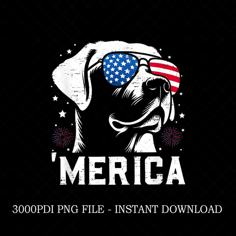 Patriotic Labrador Retriever Dog Merica 4th of July Png, Golden ...