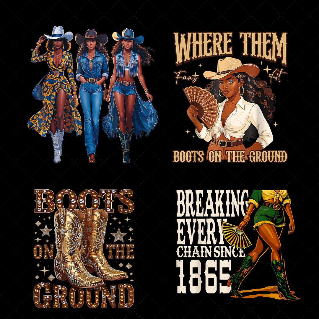 Black Cowgirl Juneteenth Png Bundle, Western Juneteenth Png, Cowboy ...