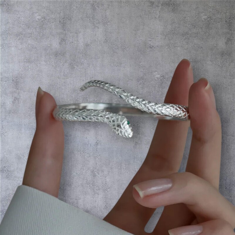 Silver Snake Bangle - Etsy
