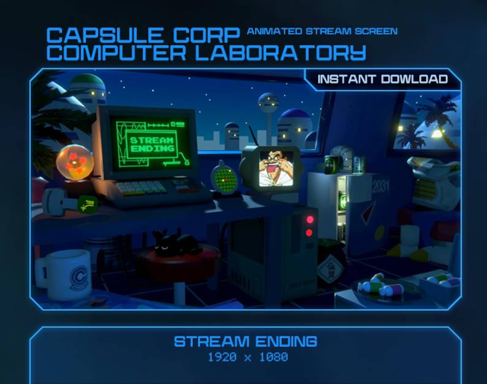 3D Animated Anime Dragonball Capsule Corp Twitch & Youtube Stream ...