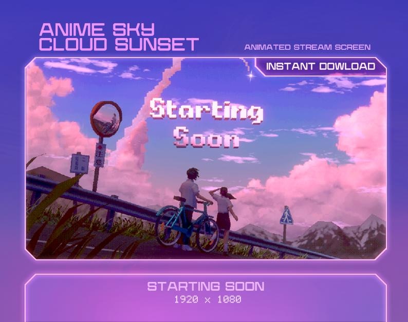 Retro Anime Sky Sunset Looping Animation | 3D Twitch & Youtube Stream ...