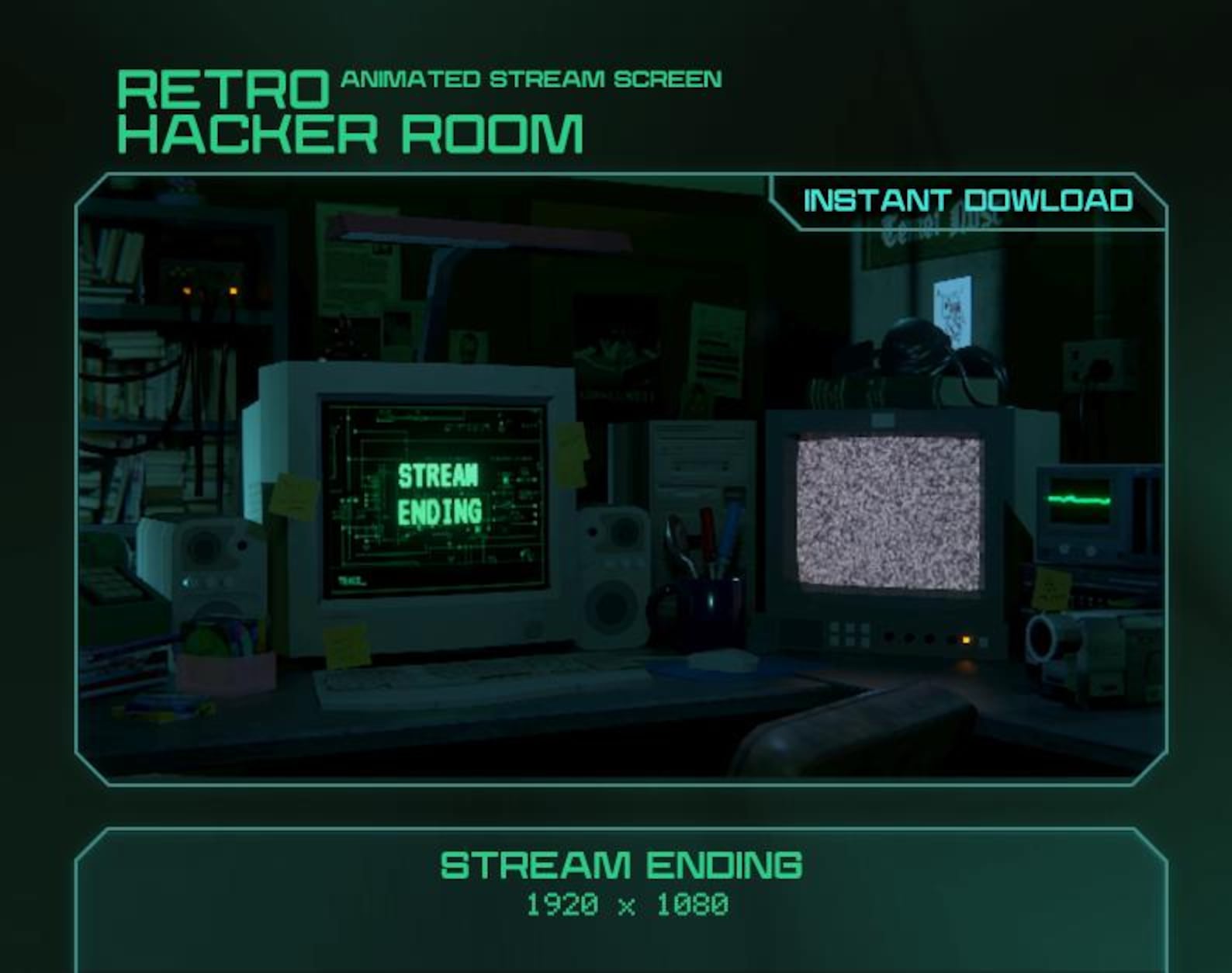3D Animated Retro Hacker Room Twitch & Youtube Stream Scenes - Etsy
