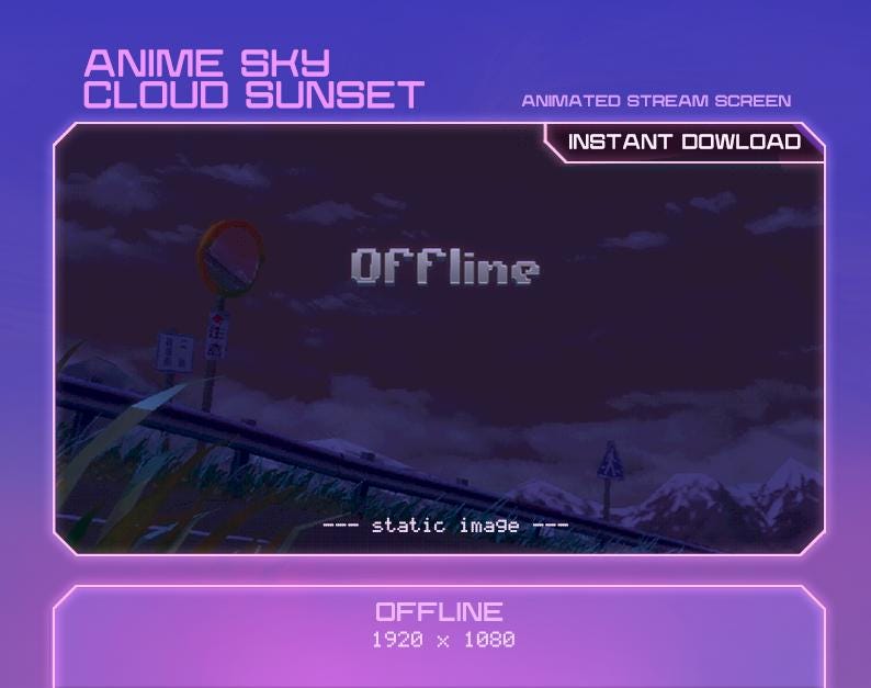 Retro Anime Sky Sunset Looping Animation | 3D Twitch & Youtube Stream ...