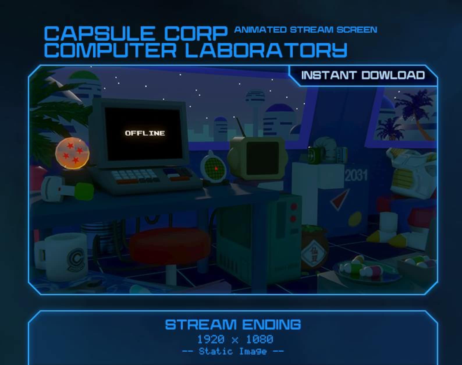 3D Animated Anime Dragonball Capsule Corp Twitch & Youtube Stream ...