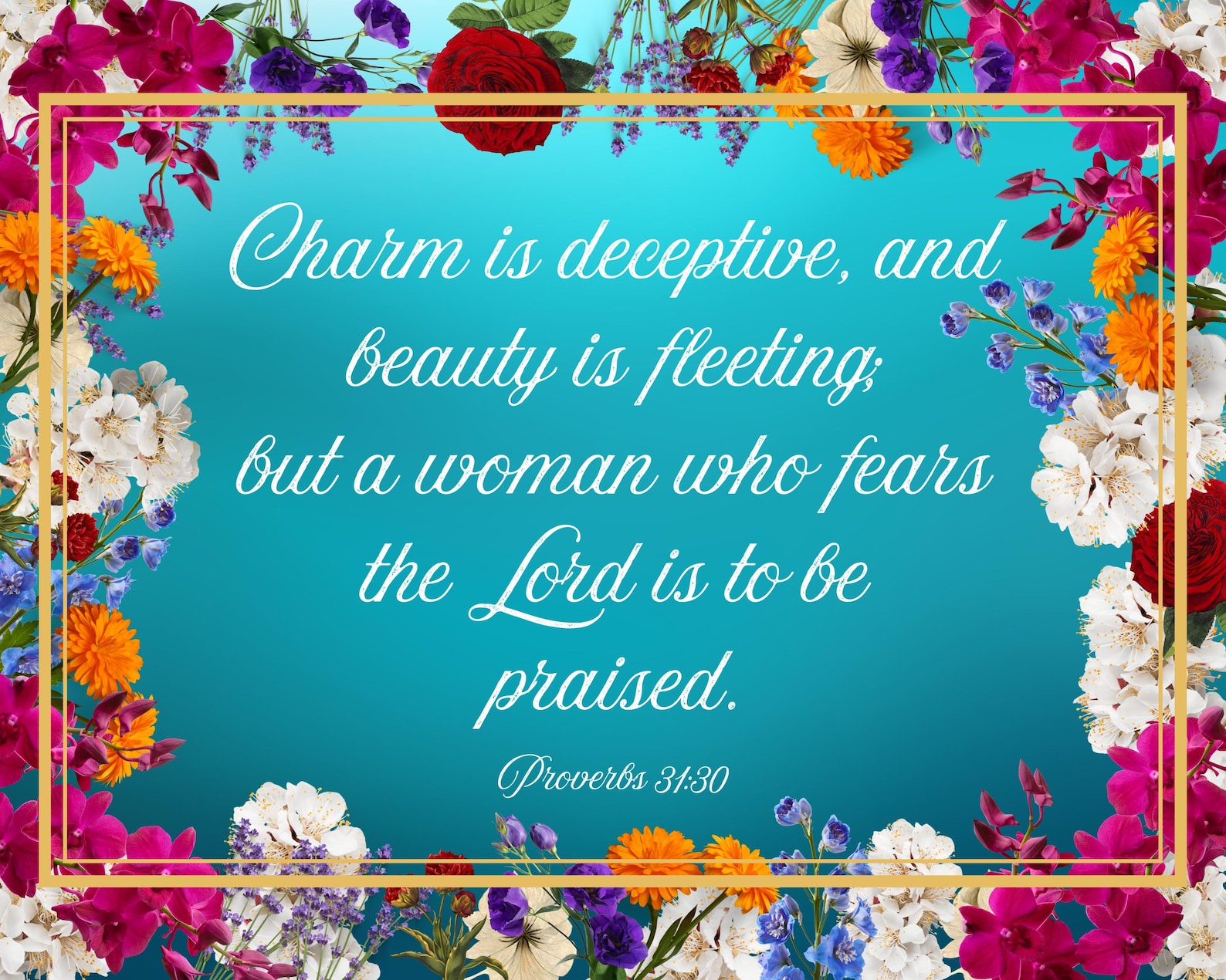 Proverbs 31:30 A Woman Who Fears the Lord Bible Verse Art Digital ...