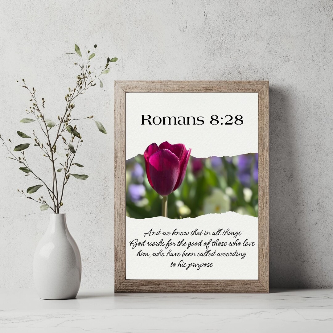 Christian Scripture Wall Art Digital Download, Romans 8:28, Christian ...