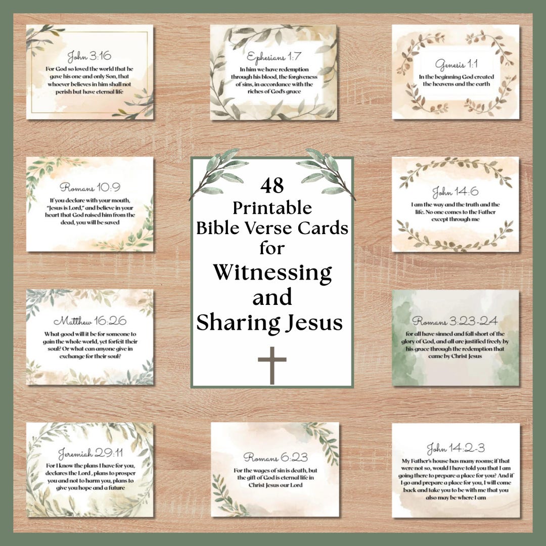 Printable Bible Verse Cards: Witnessing and Sharing Jesus, Christian ...