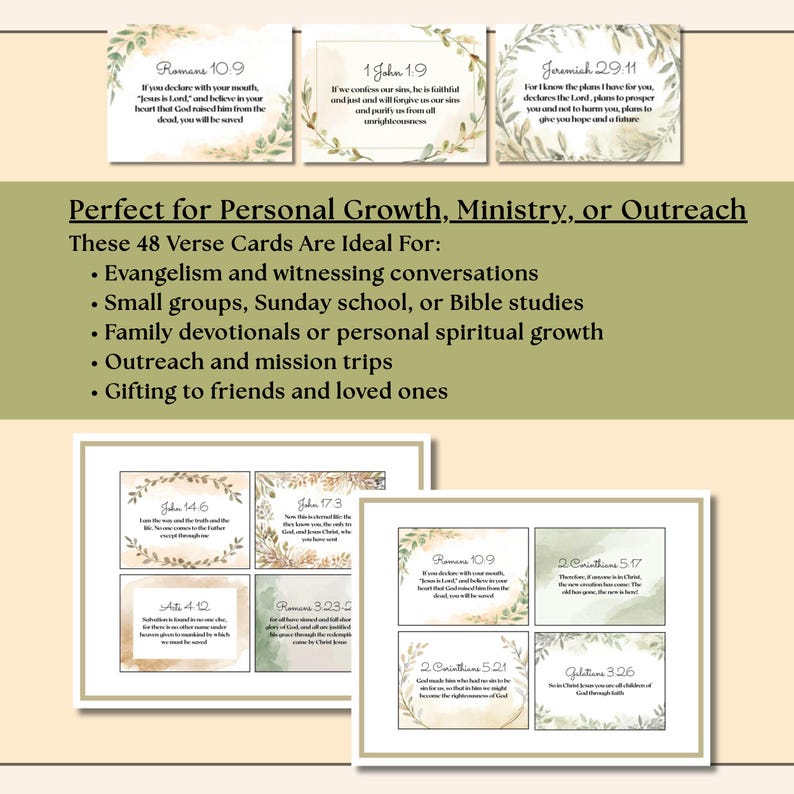 Printable Bible Verse Cards: Witnessing and Sharing Jesus, Christian ...