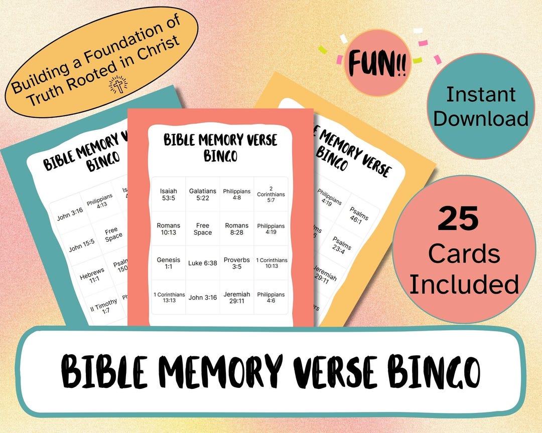 Bible Memory Verse Bingo Game: Sunday School Activity (PDF) - Etsy