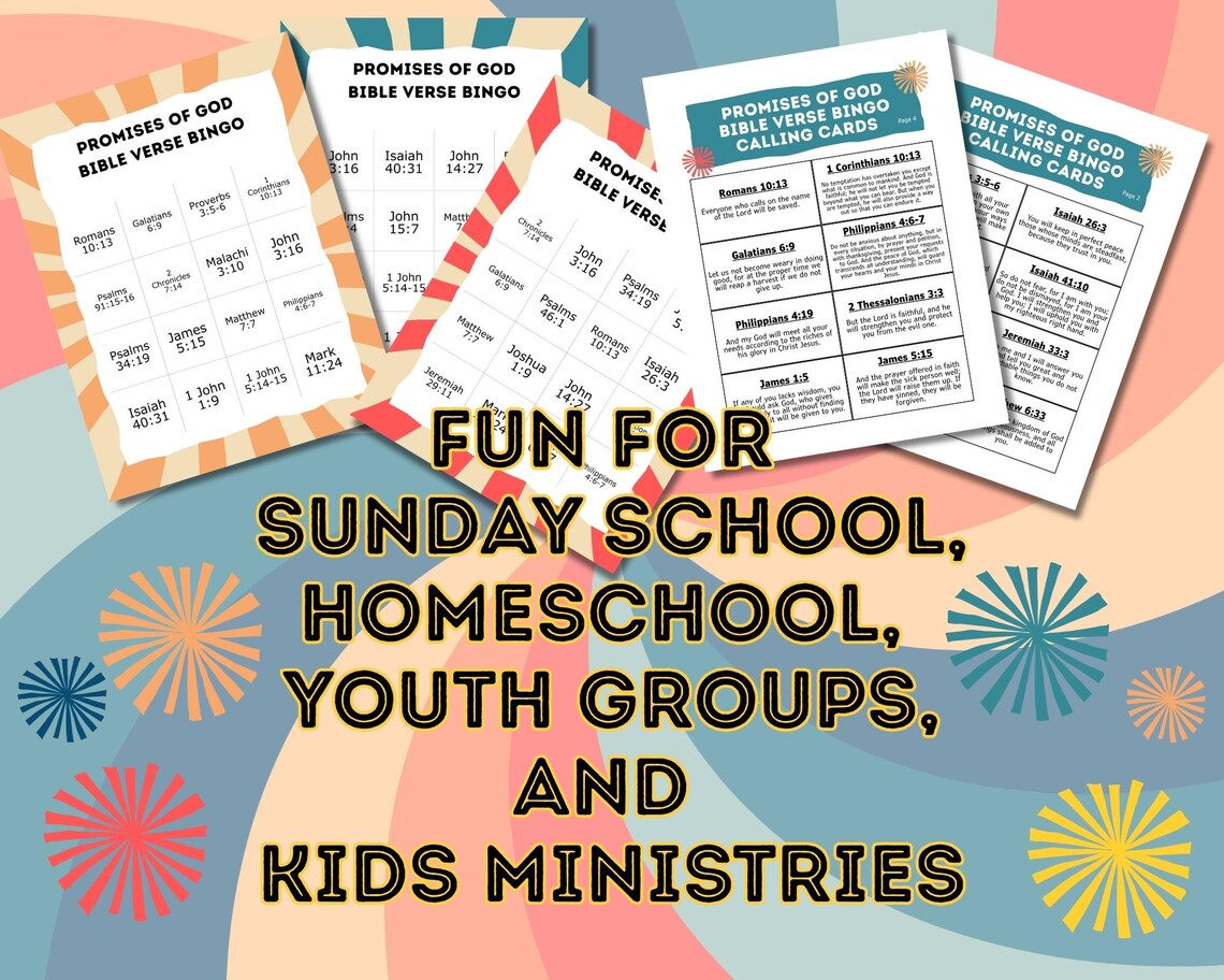 Promises of God Bible Verse Bingo Game: Christian Printable (PDF ...