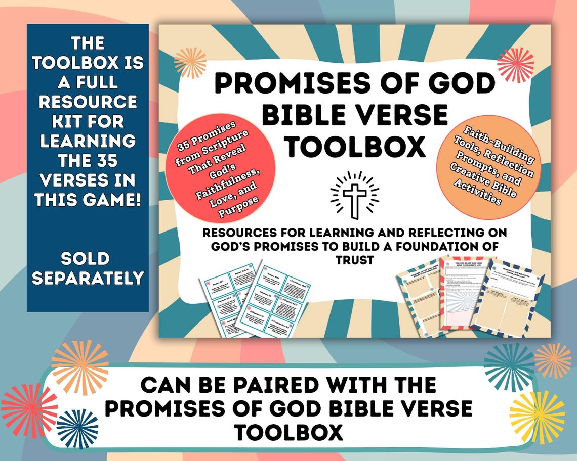 Promises of God Bible Verse Bingo Game: Christian Printable (PDF ...