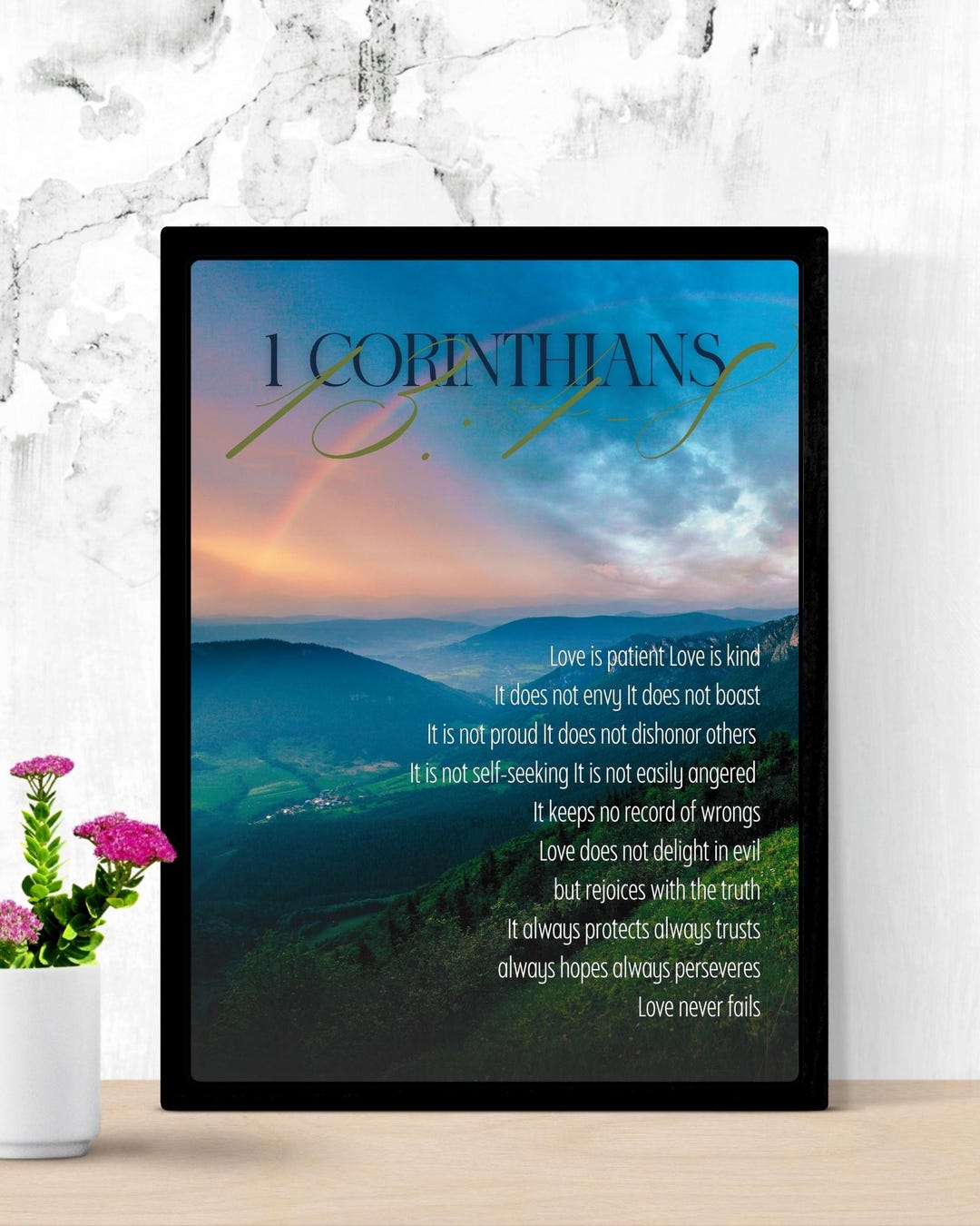 Love Is..1 Corinthians 13:4-8 Colorful Mountain View Bible Verse Art ...