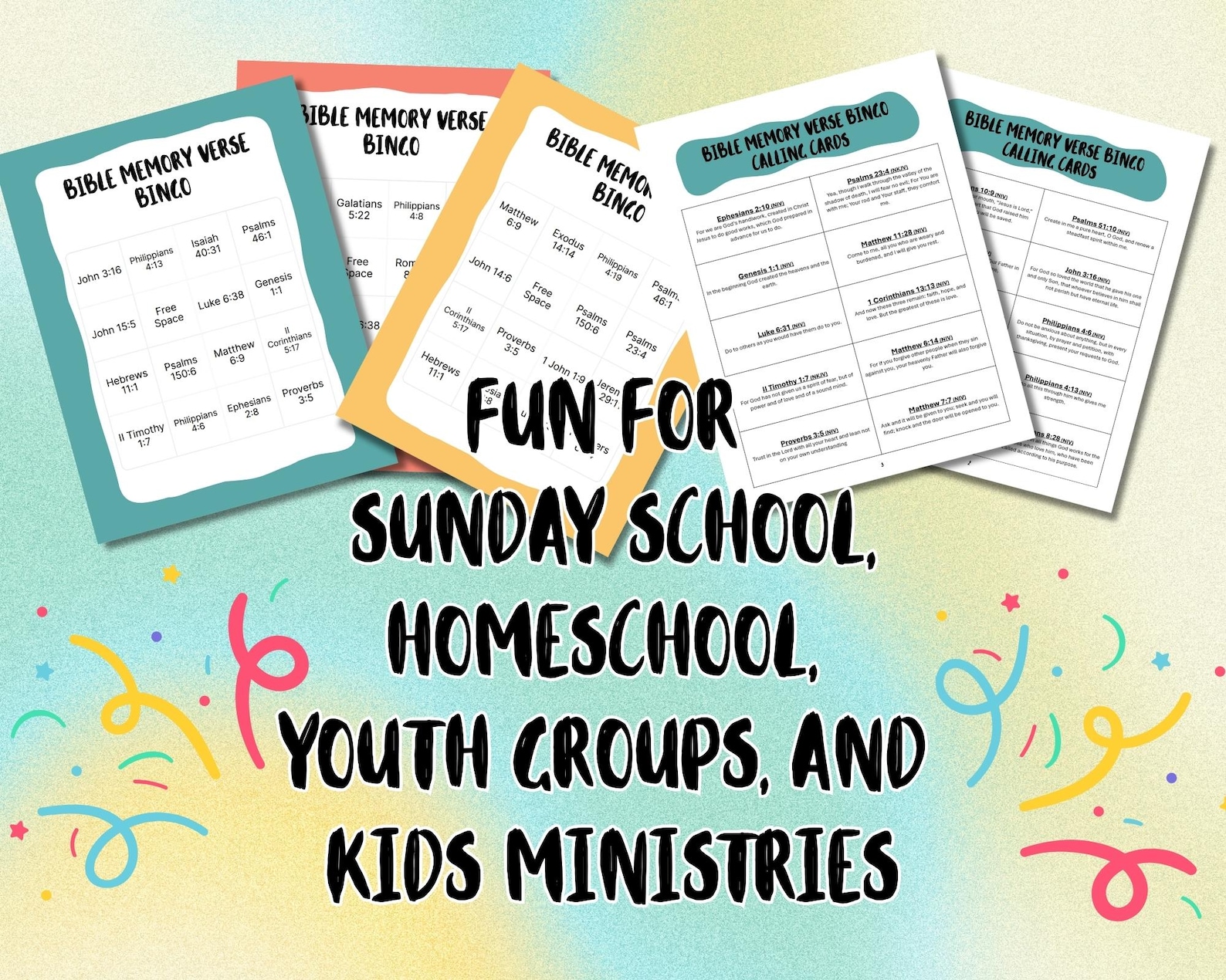 Bible Memory Verse Bingo Game: Sunday School Activity (PDF) - Etsy