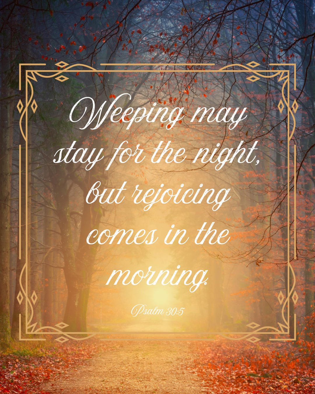 Weeping May Stay for the Night Psalm 30:5 Bible Verse Printable Wall ...