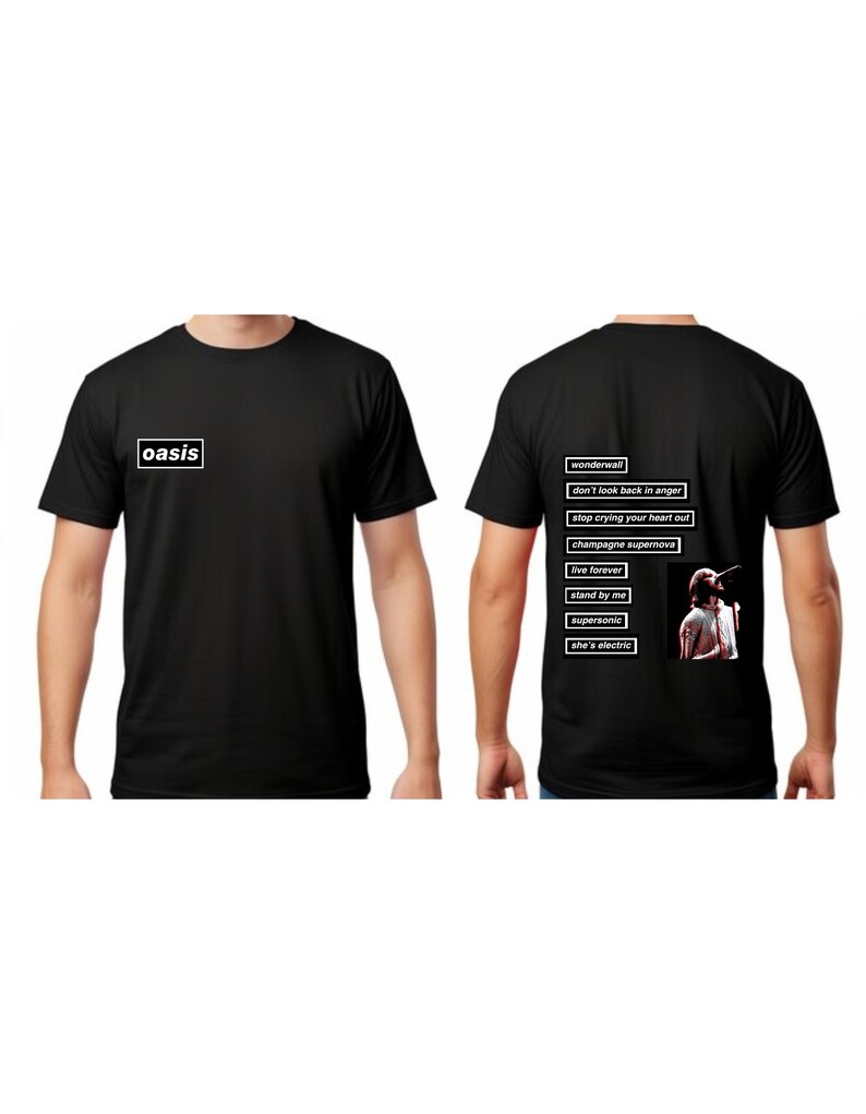 Oasis Band T-shirt, Unisex Template, Compilation Oasis Songs - Etsy