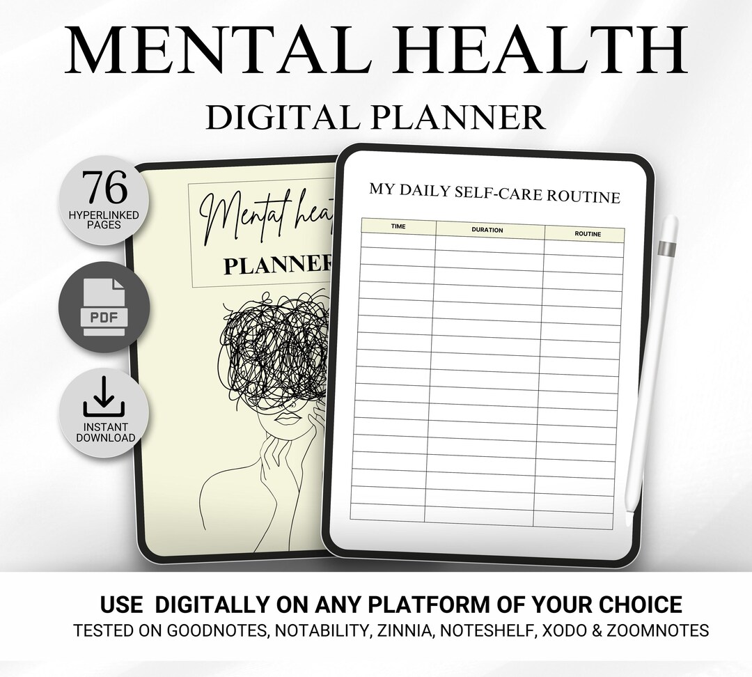 Mental Health Journal, Printable Mental Health Planner, Anxiety Mood ...