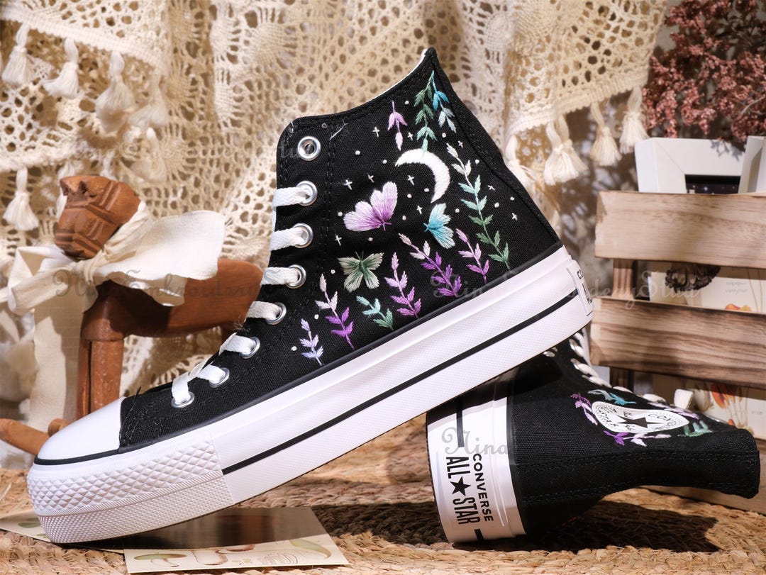 Embroidered Butterfly Converse 1970s Chuck Taylor: Custom Floral ...