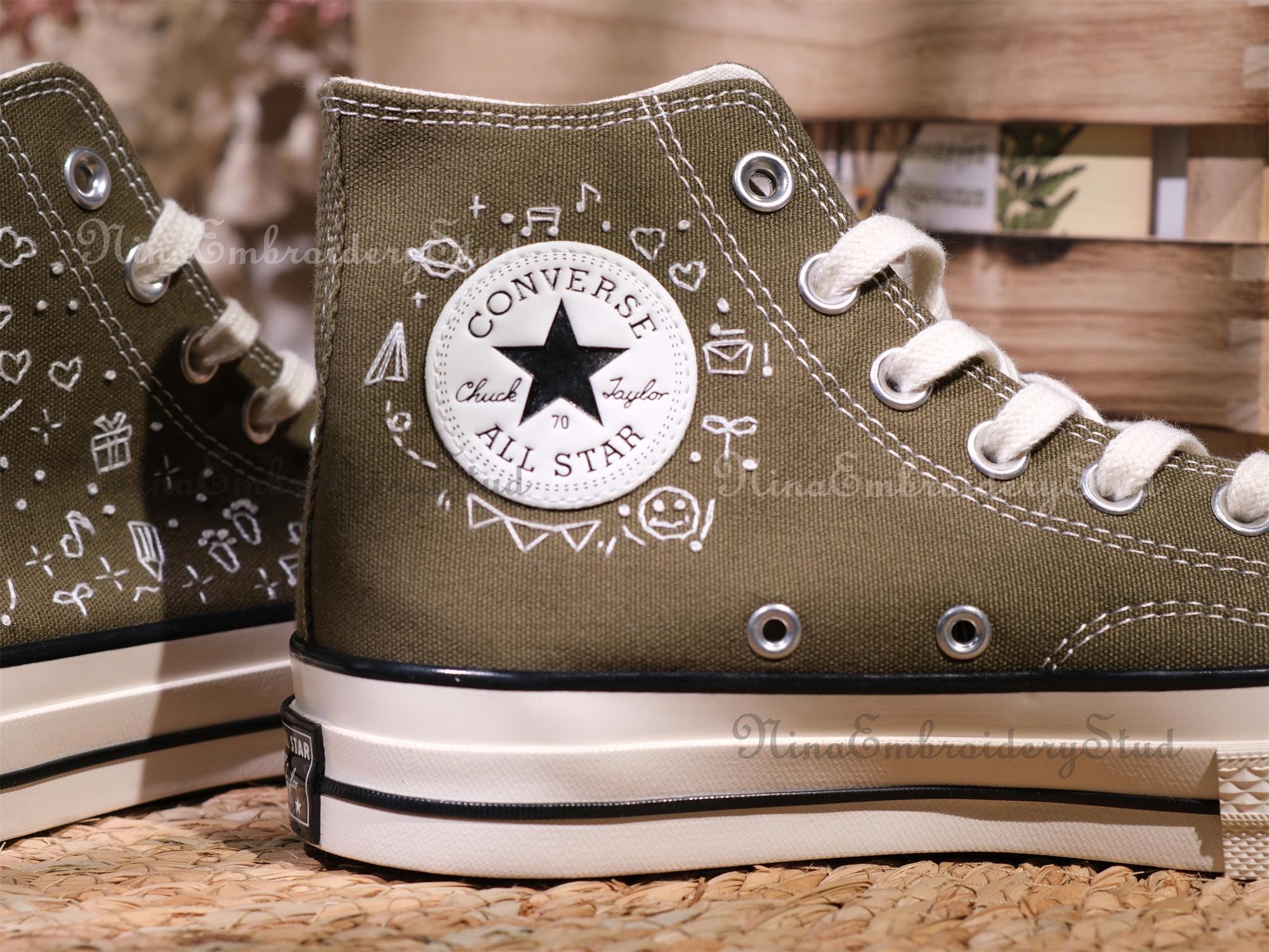 Cartoon-style Converse Chuck Taylor Embroidery/hand Embroidery ...