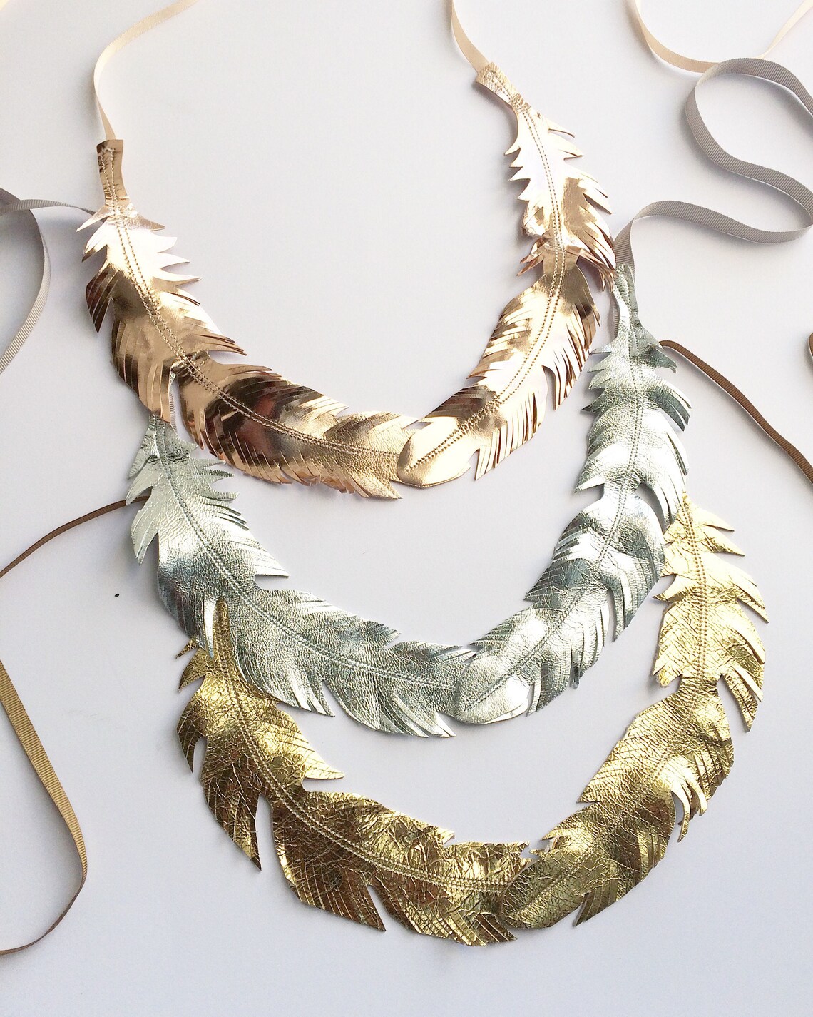 Leather Feather Collar | Etsy