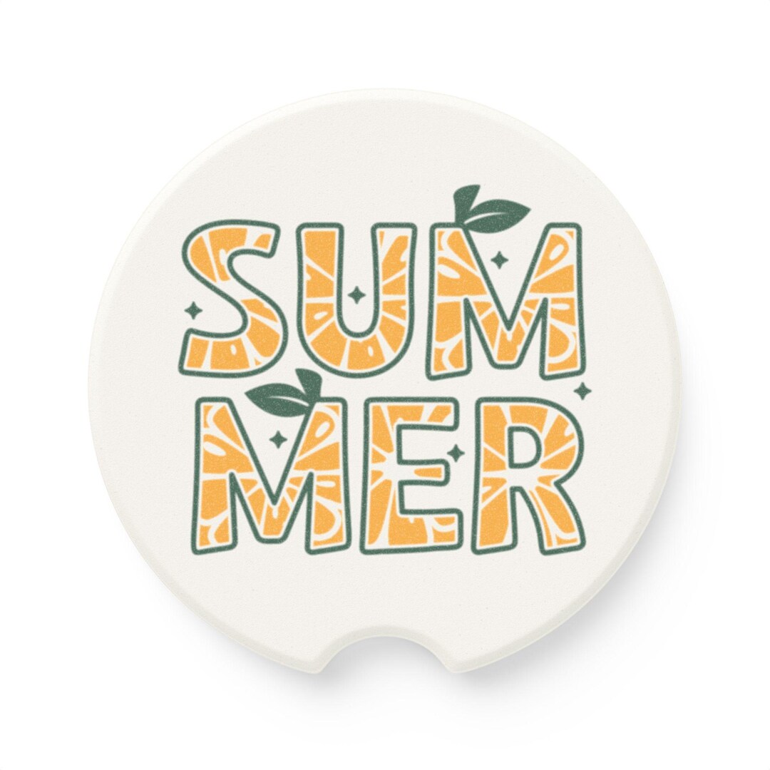 Summer Orange Letters Soapstone Car Coaster | Citrus Graphic - Etsy