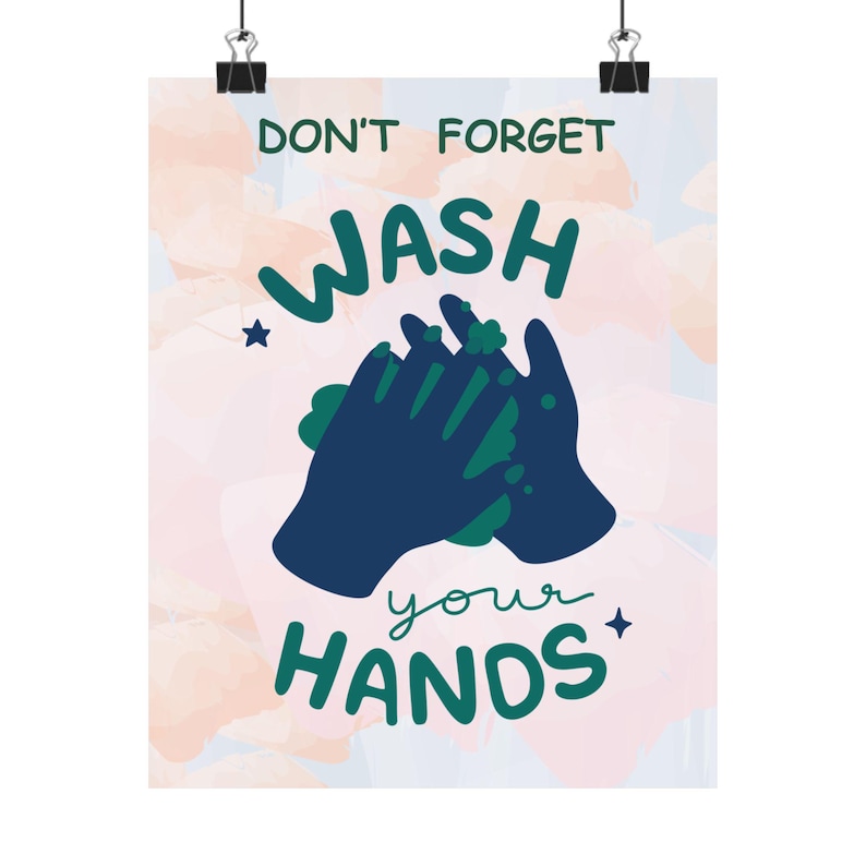 Handwashing Reminder Poster: Motivational Kids Bathroom Art - Etsy