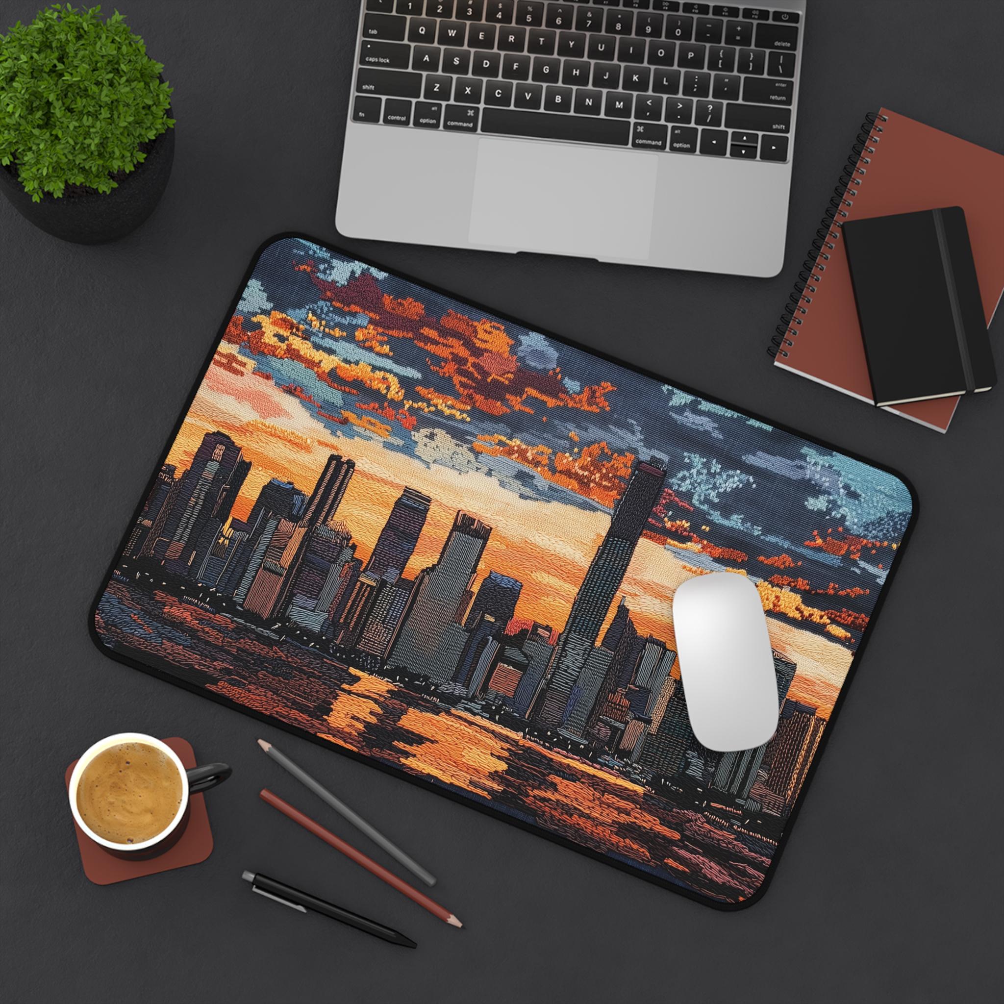 Metro Manila Skyline Desk Mat | Embroidered Golden Hour Cityscape on ...
