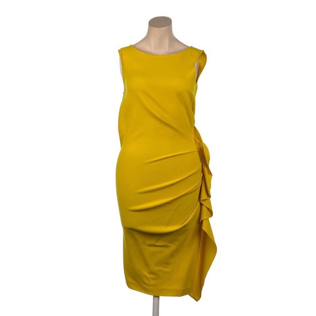 EMILIO PUCCI Yellow Midi Dress With Sculptural Draped Detail and ...