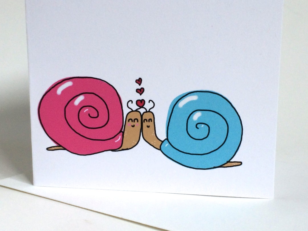 Snail Valentines Day, Snail Anniversary Card, Snail Doodle, Made on ...