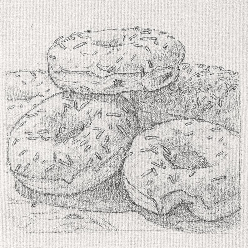 Donut Stack Art Print, 4x4 Glossy Framed Wall Decor, Colorful Sprinkle ...