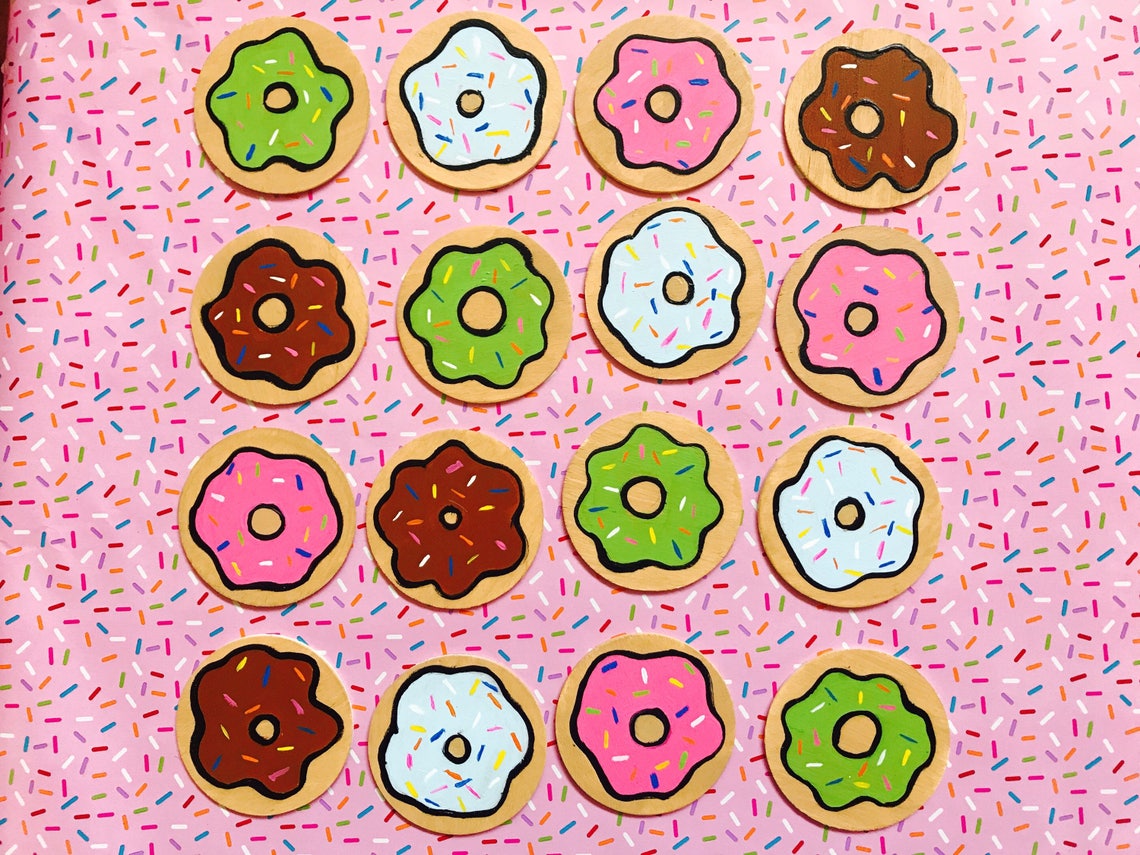 Donut Coasters, Doughnut Coasters, Hand Painted, 3 Inch Set of Four - Etsy