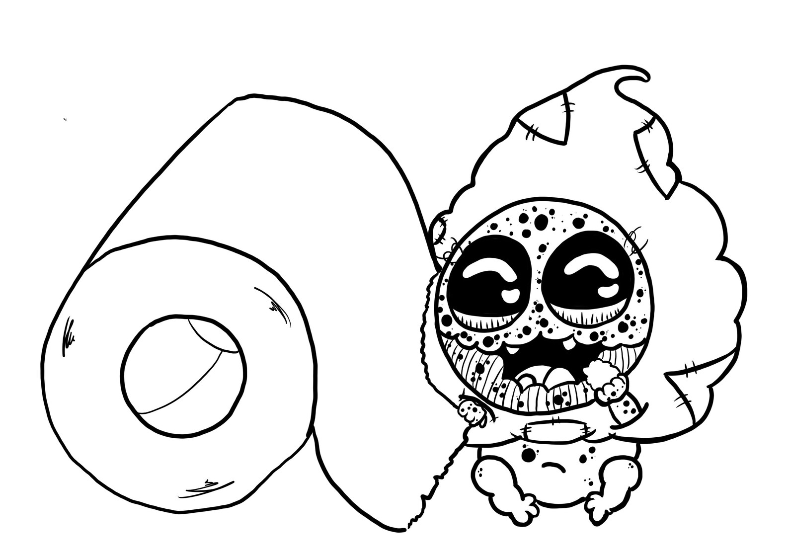 Printable, Downloadable Coloring Page Wobblins Monster Art Toilet Paper ...