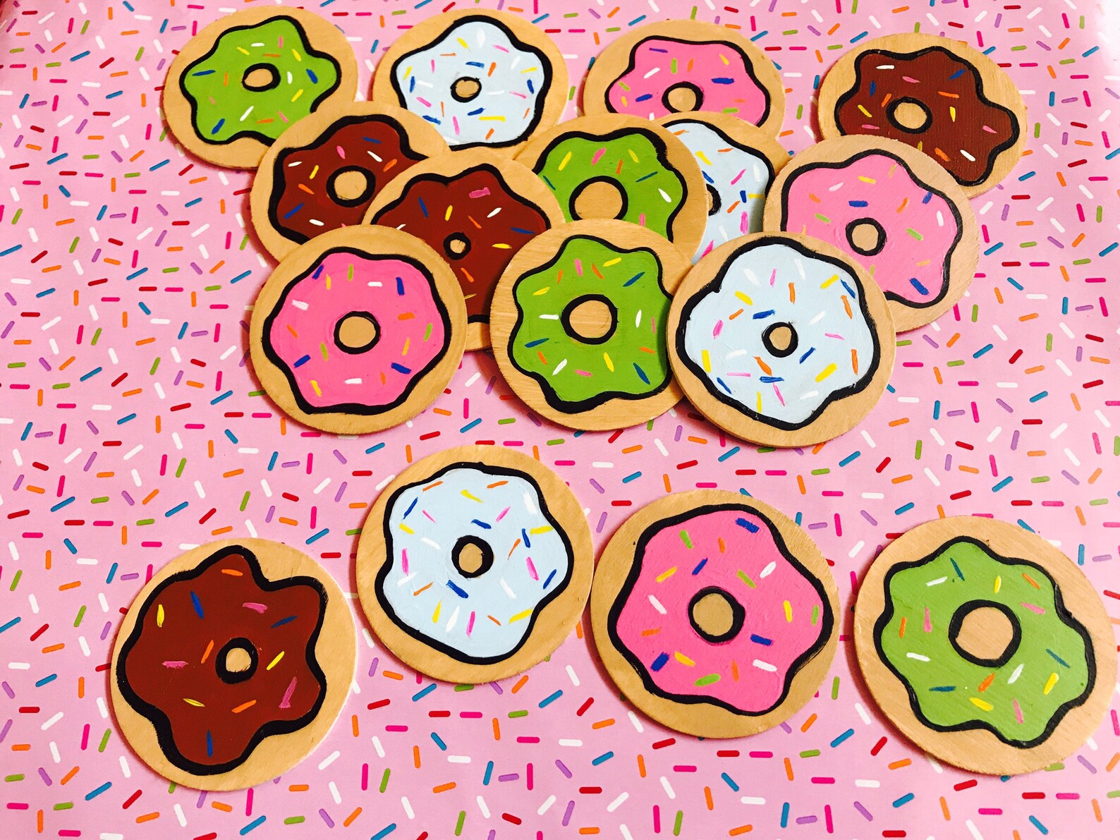Donut Coasters, Doughnut Coasters, Hand Painted, 3 Inch Set of Four - Etsy