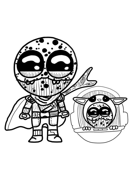 Printable Downloadable Coloring Page Wobblins Monster Baby | Etsy