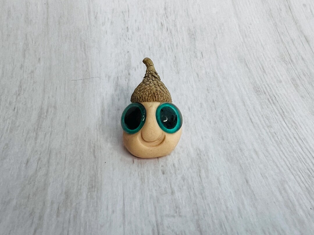 Acorn Buddy Mini Sculpture, Handmade Polymer Clay Figurine, Nature ...