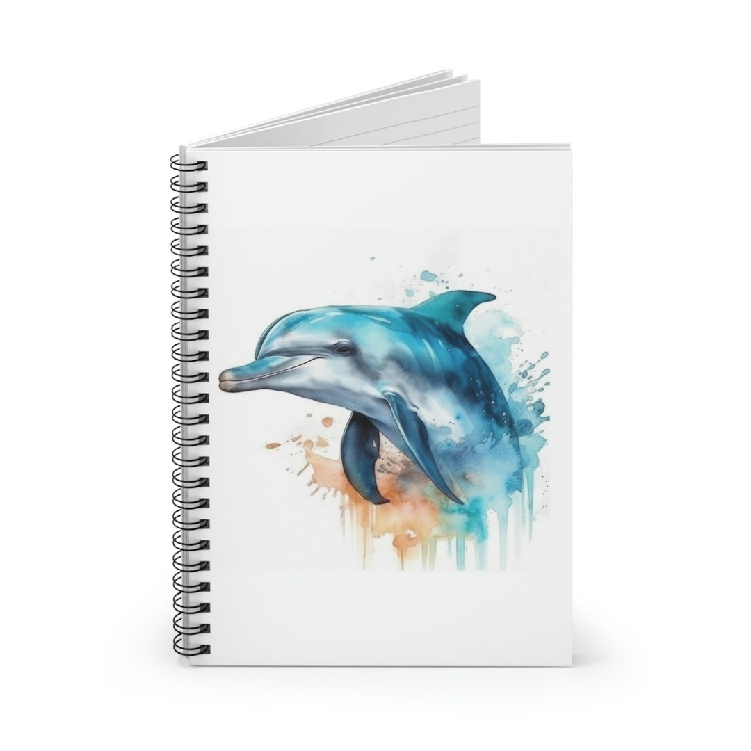 Dolphin Watercolor Spiral Notebook Ruled Line Dolphin Journal - Etsy