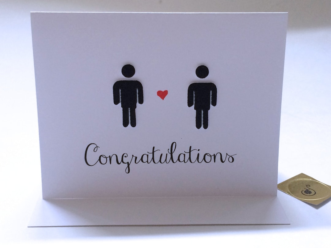 Gay Wedding Card Gay Marriage Card With Two Men Made On Recycled Paper Comes With Envelope