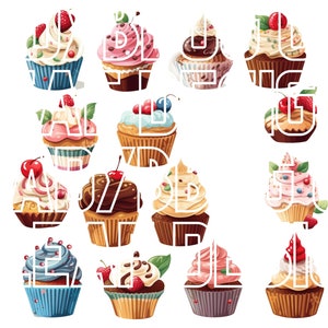 Cupcake Clip Art Set, Cupcake Downloadable, Cupcake Printable - 15 ...